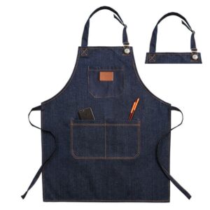 lazynice unisex aldult jeans apron for men, women apron chef cotton denim apron with 3 pockets kitchen cooking baking wear, gardening,painting, bbq, art,diy,drawing (unisex apron aldults)