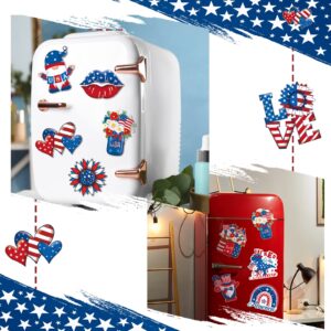 12 Pcs 4th of July Refrigerator Magnets Patriotic Magnets Decorations Independence Day Gnome Magnet USA Flag Decorative Magnetic Stickers for Fridge Metal Door Mailbox Locker Cabinets Decor