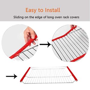 Oven Rack Shields - 2 Pack Heat Resistant Silicone Oven Rack Cover 14 inches Long Oven Rack Edge Protector, Protect Against Burns and Scars