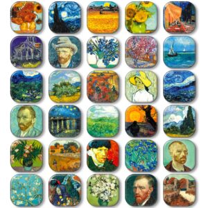 morcart 30pcs van gogh magnets for fridge, cute locker magnets decorative magnets for refrigerator whiteboard cabinet office kitchen blackboard art for adult