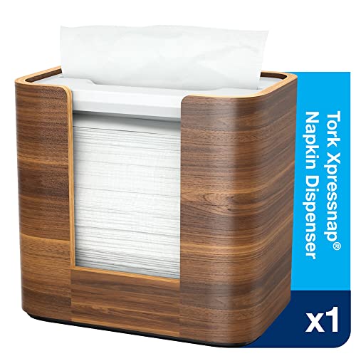 Tork Xpressnap Tabletop Napkin Dispenser Walnut N4, Compact, Image Range, 7.6" x 8" x 5.5", 72900