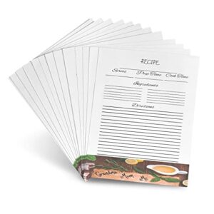 recipe cards full page 8.5x11 | clear page protectors | 25-pack | make your own recipe card binder | fit 3 ring binder | create recipe organizer book | double-sided thick cards,