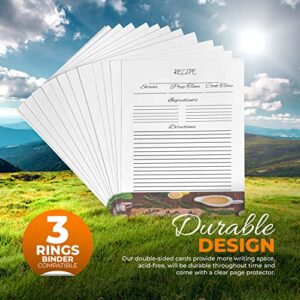 Recipe Cards Full Page 8.5x11 | Clear Page Protectors | 25-Pack | Make Your Own Recipe Card Binder | fit 3 Ring Binder | Create Recipe Organizer Book | Double-Sided Thick Cards,