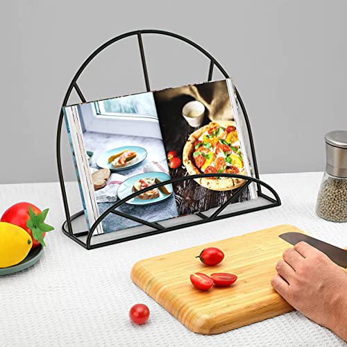 MaxGear Metal Cookbook Stand, Recipe Book Holder for Kitchen Counter, Cast Iron Cookbook Stand, Cook Book Holder for Reading Cookbooks, Recipes, Tablets, 1 Pack, Black