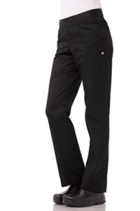 chef works women's lightweight slim chef pants, black, large