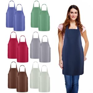 geyoga 14 pack adult aprons bulk painting aprons for women machine washable commercial apron with no pockets adjustable plain bib aprons unisex chef apron, kitchen bbq crafting aprons for women men