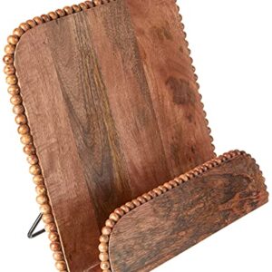 Mud Pie Beaded Cookbook Holder, 11" x 11", Natural Brown