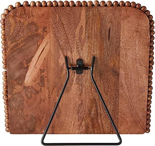 Mud Pie Beaded Cookbook Holder, 11" x 11", Natural Brown