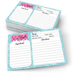 321done 4x6 recipe cards (set of 50) - mason jar - thick double sided premium card stock - made in usa - rustic pink and teal, large notes from