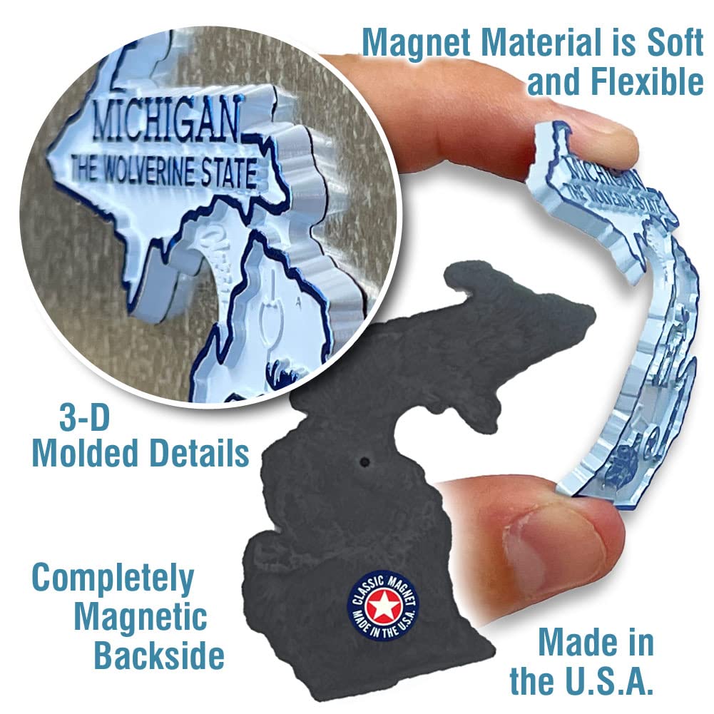 Michigan Small State Magnet by Classic Magnets, 2.4" x 2.3", Collectible Souvenirs Made in The USA