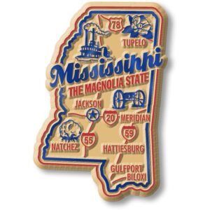 mississippi premium state magnet by classic magnets, 1.9" x 2.8", collectible souvenirs made in the usa