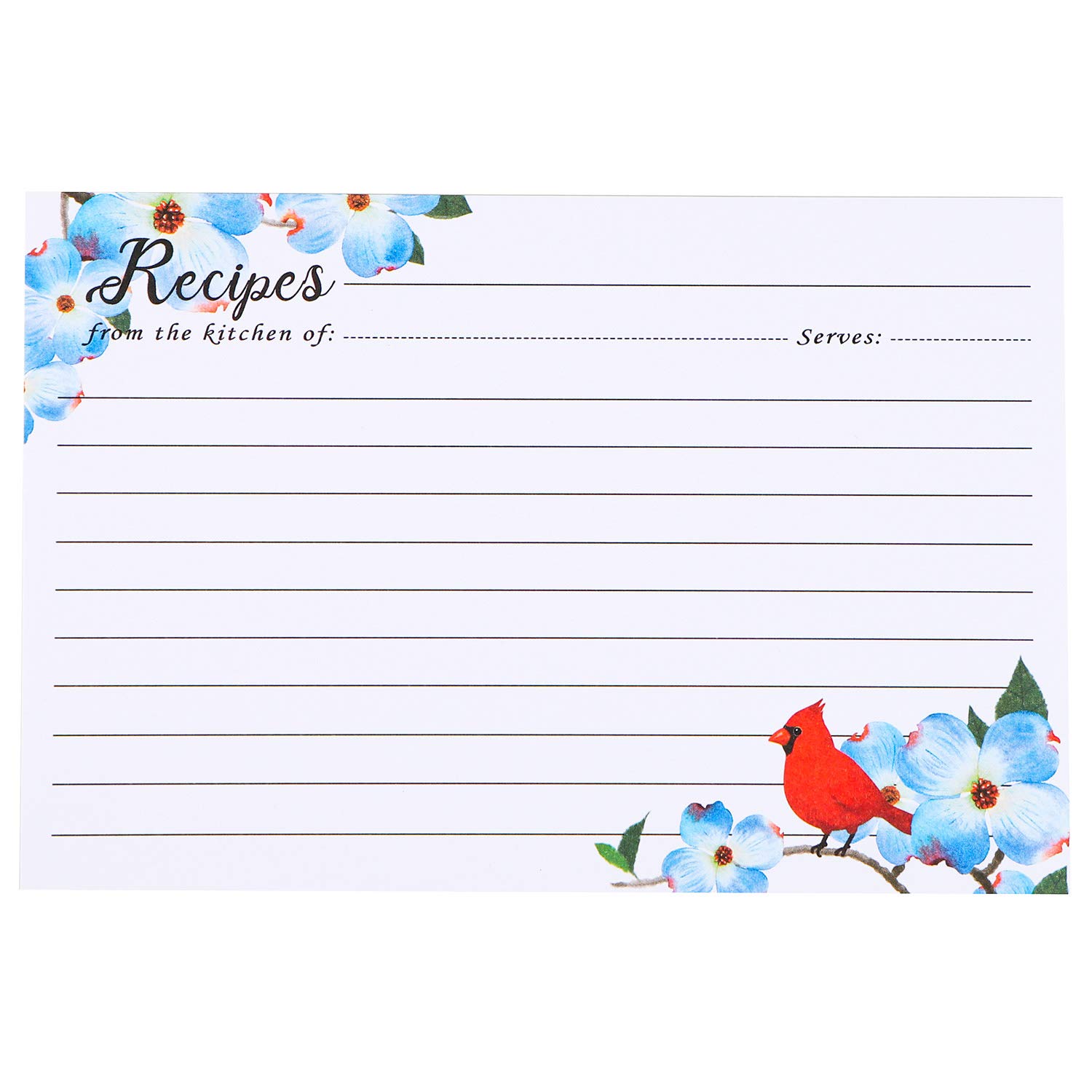 COFICE Recipe Cards 4x6 Inch, Cut Thicken Card Stock Double Sided Recipe Cards, 50-Pack (Bird)