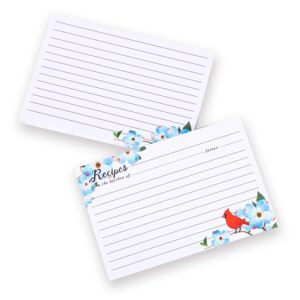 COFICE Recipe Cards 4x6 Inch, Cut Thicken Card Stock Double Sided Recipe Cards, 50-Pack (Bird)