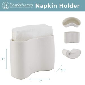 Scarlettwares Napkin Holder For Table Kitchen Paper Linen Cloth Napkins Upright Stand Up Sturdy Stylish Modern Compact Ceramic White Modern Farmhouse Kitchen Decor