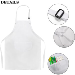 DEAYOU 12 Pack Children Apron Adjustable, White Child Apron with Pocket, Child Painting Chef Apron, Small Plain Bib Aprons for Girl, Boy, Kids, Youth, Cooking, Baking, Kitchen, Art and Crafts Making