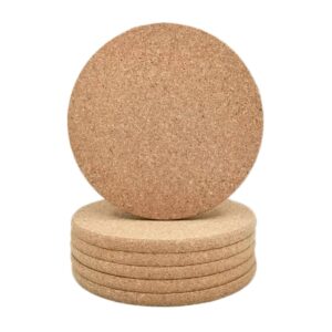 yf-anen 7 inch cork tripod, thermal pad, round cork board for kitchen, dining table, pots and pans, plants, craft tea insulation pads (set of 6)