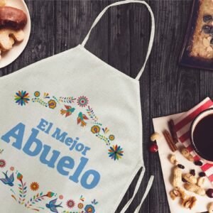 UINHMOP La Mejor Abuela & Abuelo Spanish 16''x24'' Bath Towels Kitchen Towels and Aprons Gift Set for Grandparents (2 Towels + 2 Aprons),Birthday Mother’s for Grandparents