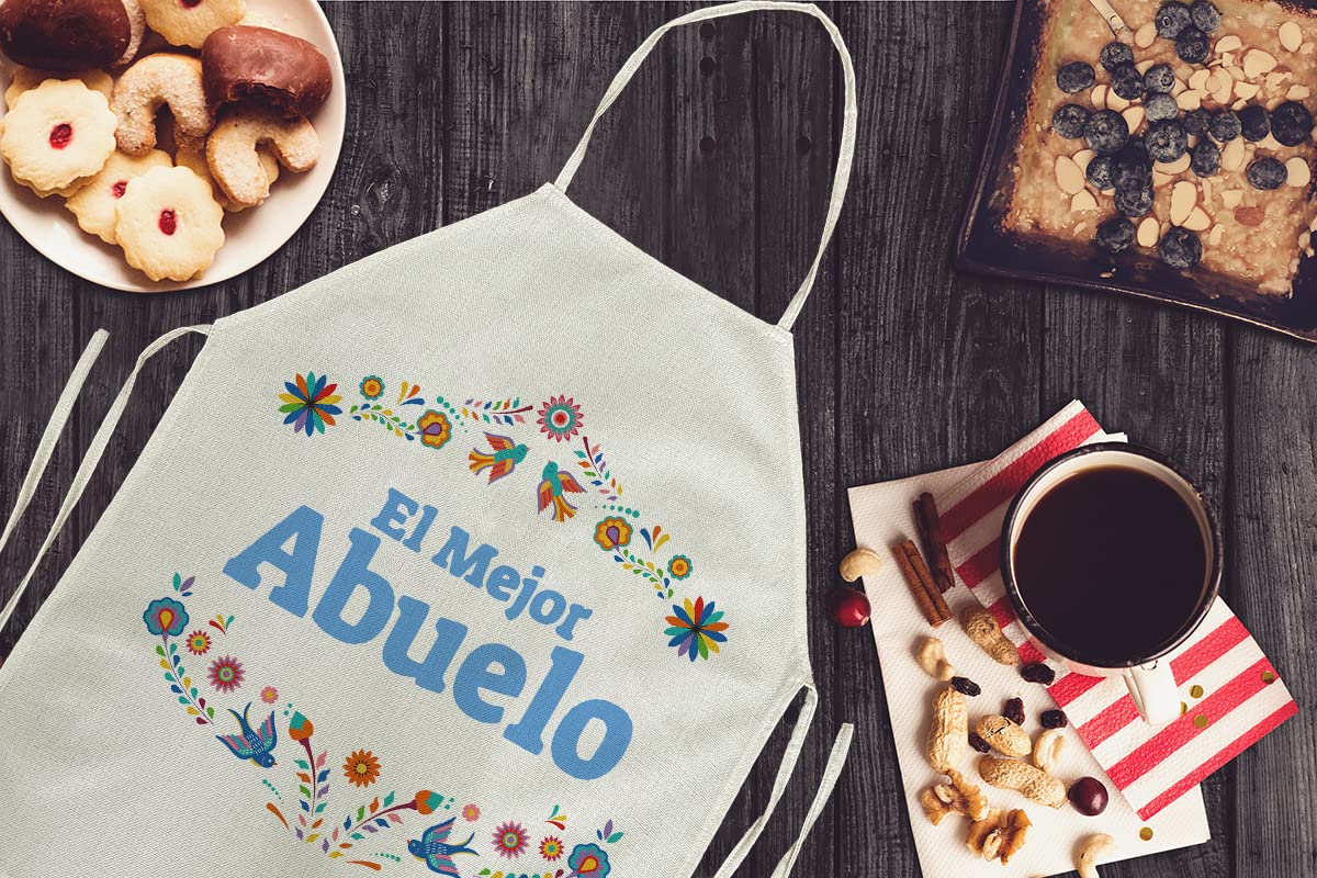 UINHMOP La Mejor Abuela & Abuelo Spanish 16''x24'' Bath Towels Kitchen Towels and Aprons Gift Set for Grandparents (2 Towels + 2 Aprons),Birthday Mother’s for Grandparents