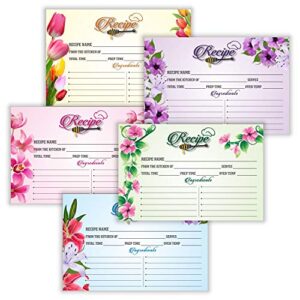 parth impex recipe cards - (pack of 50) 4x6 double sided, floral cards for family recipes, wedding shower, bridal shower, baby shower, housewarming gifts