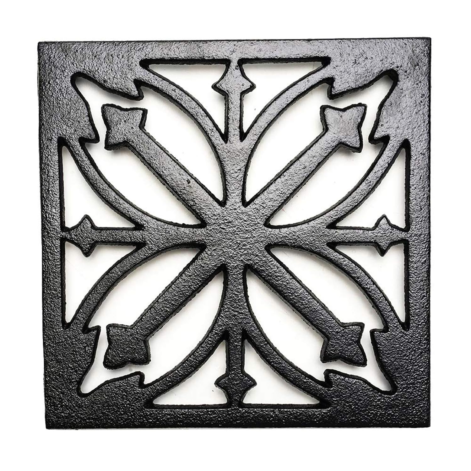 Sungmor Heavy Duty Cast Iron Square Metal Trivet,Rustproof Black Racks Stands Holders for Hot Pans or Teapot,Kitchen or Dinning Table Decorations