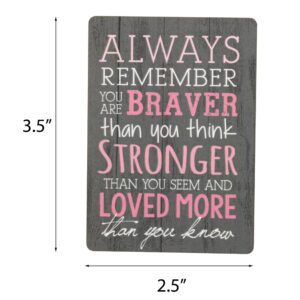 Always Remember You are Braver Breast Cancer Awareness Wood Magnet