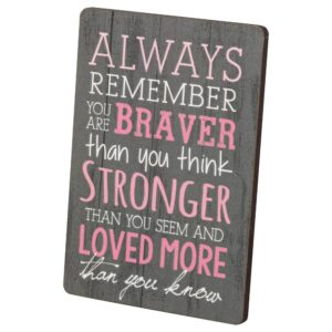 Always Remember You are Braver Breast Cancer Awareness Wood Magnet