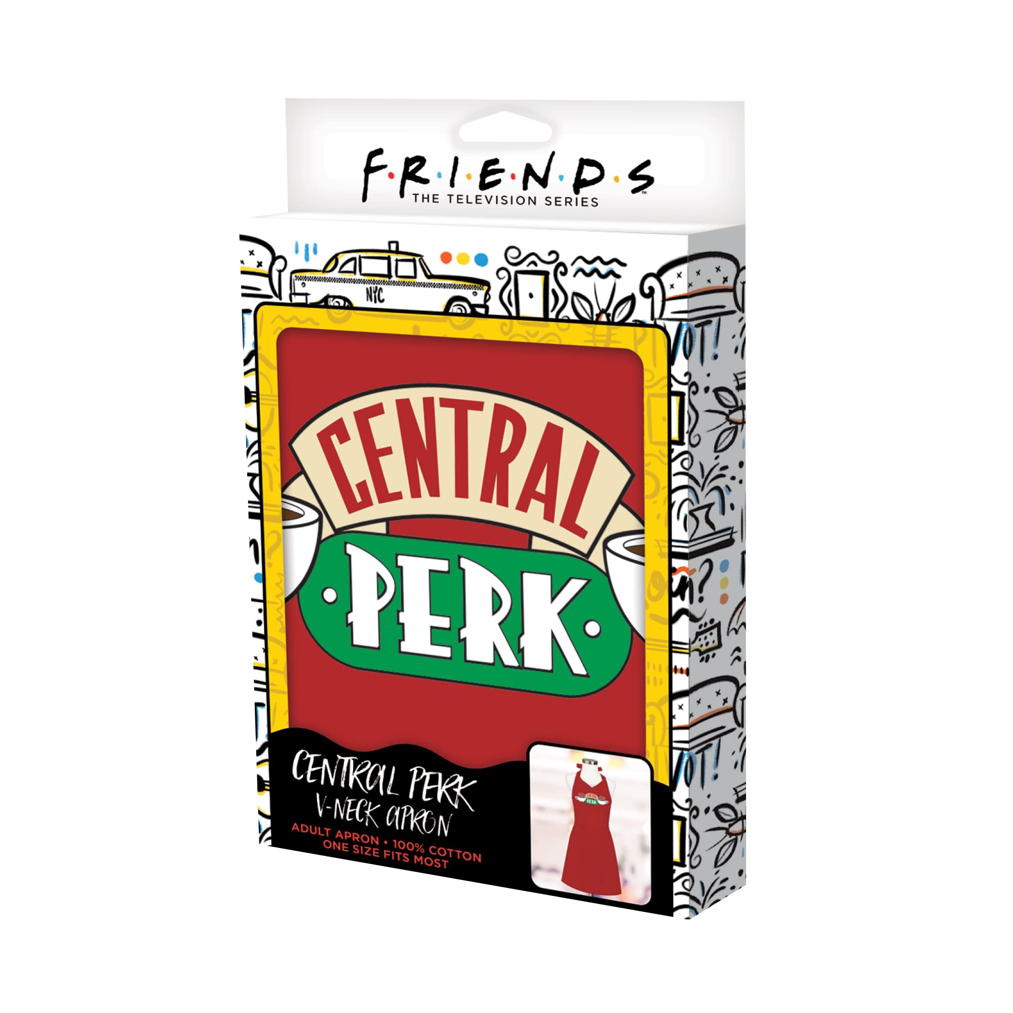 Red Central Perk Friends Apron | Waitress Rachel Green Costume | Halloween Costumes for Women | Stylish V-Neck Cut, Soft Fabric | Cooking Clothes, Halloween Party, Friends TV Show Apron | One Size