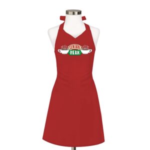 Red Central Perk Friends Apron | Waitress Rachel Green Costume | Halloween Costumes for Women | Stylish V-Neck Cut, Soft Fabric | Cooking Clothes, Halloween Party, Friends TV Show Apron | One Size