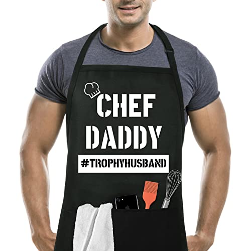 SELORY Christmas Funny Gifts for Dad,White Elephant Gifts for Dad From Daughter Son Wife,Cool Apron Gifts for Husband,Funny Gifts for Men,Birthday Gifts for dad Husband,BBQ Apron Dad Gifts for Men