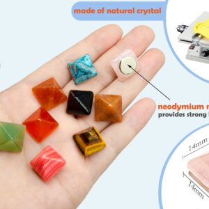 Crystal Pyramid Refrigerator Magnets, 9 Pcs Colorful Small Cute Fridge Magnets, Strong Magnets for Fridge, Whiteboard, Kitchen, Office, and School, Locker