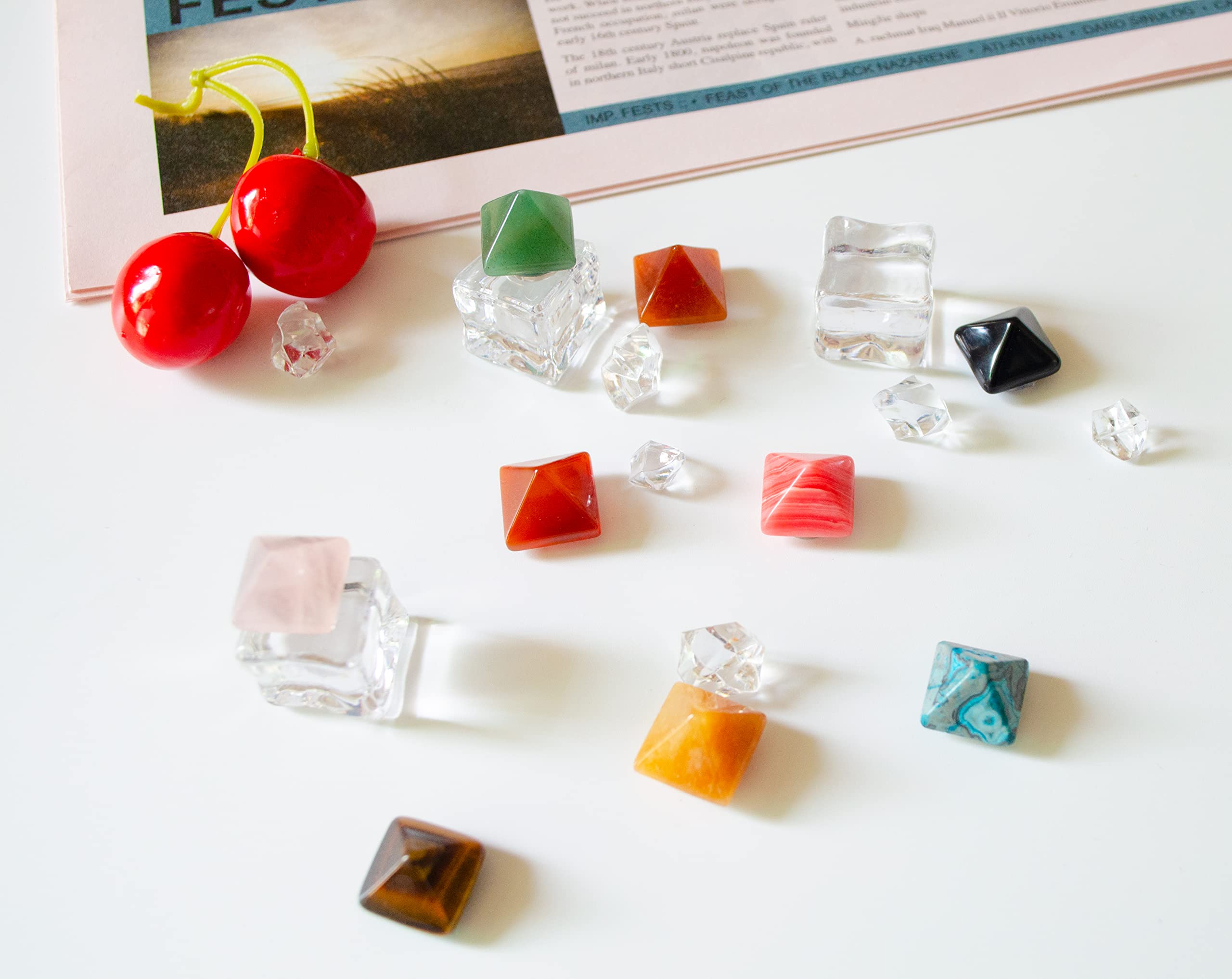 Crystal Pyramid Refrigerator Magnets, 9 Pcs Colorful Small Cute Fridge Magnets, Strong Magnets for Fridge, Whiteboard, Kitchen, Office, and School, Locker