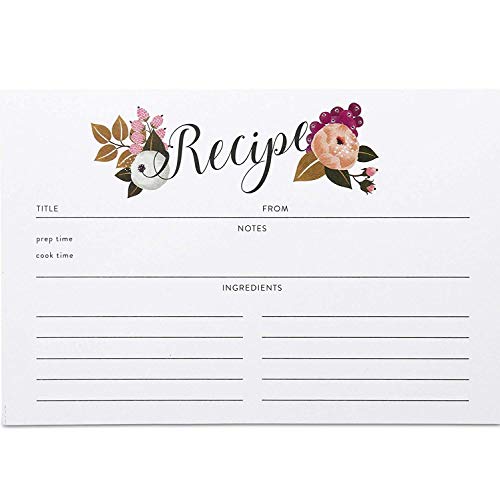 Polite Society Recipe Cards Refill Set 55 Double Sided Recipe Cards, 4x6 inches. Thick Card Stock