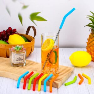 24 Pcs Silicone Straw Elbows Tips Stainless Steel Reusable Metal Straw Silicone Tips Soft Rubber Drinking Straw Covers for Straw Nozzles Tumbler Mug glass Drink, Multicolor (6 mm)