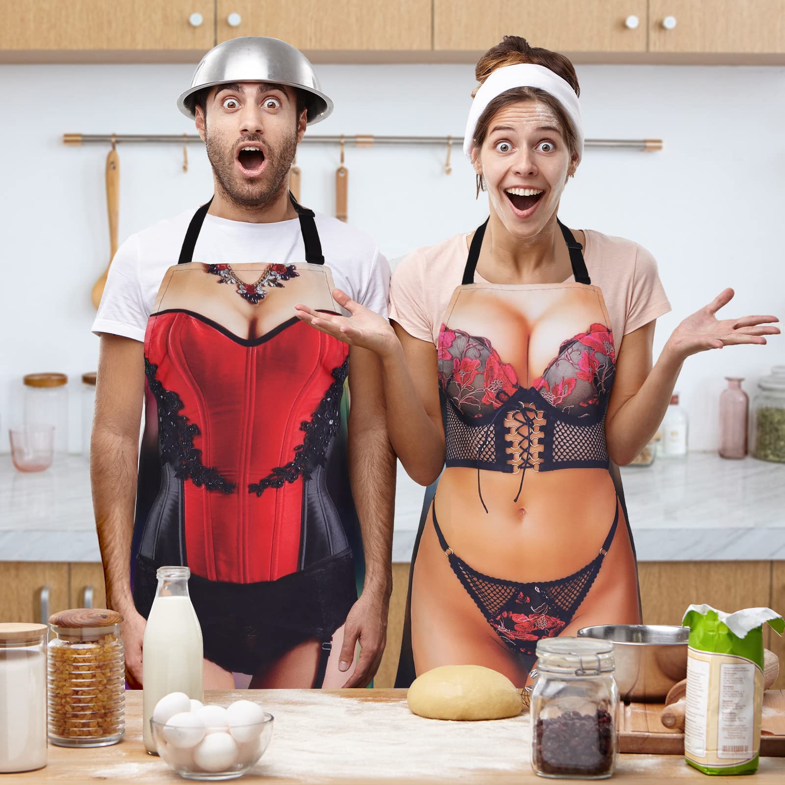 A AIFAMY Sexy Aprons for Women Funny Kitchen Cooking Apron for House Warming Party Christmas Gag Gift Exchange