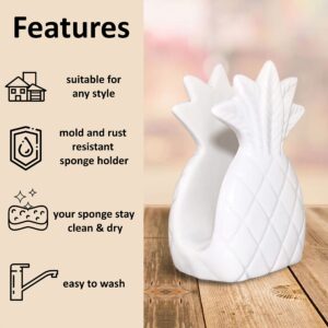 Sponge Holder Napkin Holder Ceramic for Kitchen Storage Rack Sink Caddy Countertop Organizers Napkin Holder Dining Table Pineapple Dish Sponge Holder for Kitchen Sink Suction