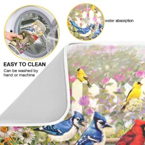 Summer Cardinal Bird Dish Drying Mats for Kitchen Counter Absorbent Reversible Dishes Drainer Pad 18 x 24 In 2030085