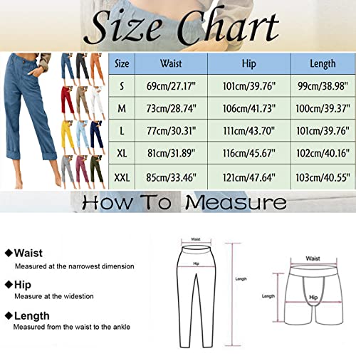 XUETON Peasant Pants for Women Summer Beach Cotton Linen Capris 3/4 Sweatpants Yoga Pants Elastic Waist Cropped Lounge Pants Khaki