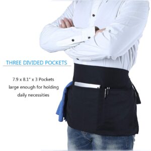 BOHARERS 4 Pack Waitress Aprons with 3 Pockets - Server Aprons for Waiter, Extra Long Straps Short Black Apron