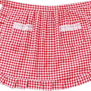 CRB Fashion Waist Pocket Half Bistro Kitchen Cooking Apron Fits Size XS to Large Red Checkered