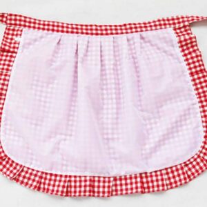 CRB Fashion Waist Pocket Half Bistro Kitchen Cooking Apron Fits Size XS to Large Red Checkered