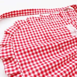 CRB Fashion Waist Pocket Half Bistro Kitchen Cooking Apron Fits Size XS to Large Red Checkered