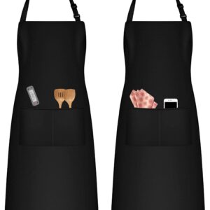 KOMBOH Unisex Chef Apron, Professional Grade Apron, Oil and Water Resistant, Heavy Duty Breathable and Adjustable with Large Straps and Large Pockets - PolyCotton Fabric