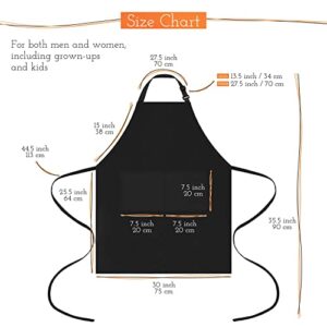 KOMBOH Unisex Chef Apron, Professional Grade Apron, Oil and Water Resistant, Heavy Duty Breathable and Adjustable with Large Straps and Large Pockets - PolyCotton Fabric