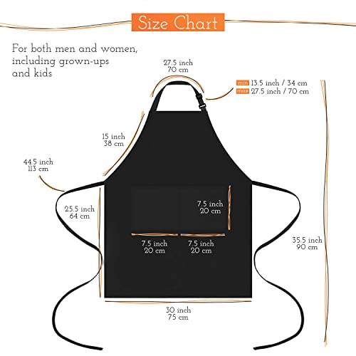 KOMBOH Unisex Chef Apron, Professional Grade Apron, Oil and Water Resistant, Heavy Duty Breathable and Adjustable with Large Straps and Large Pockets - PolyCotton Fabric