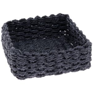 boston international woven basket napkin holder caddy, lunch size, dark blue