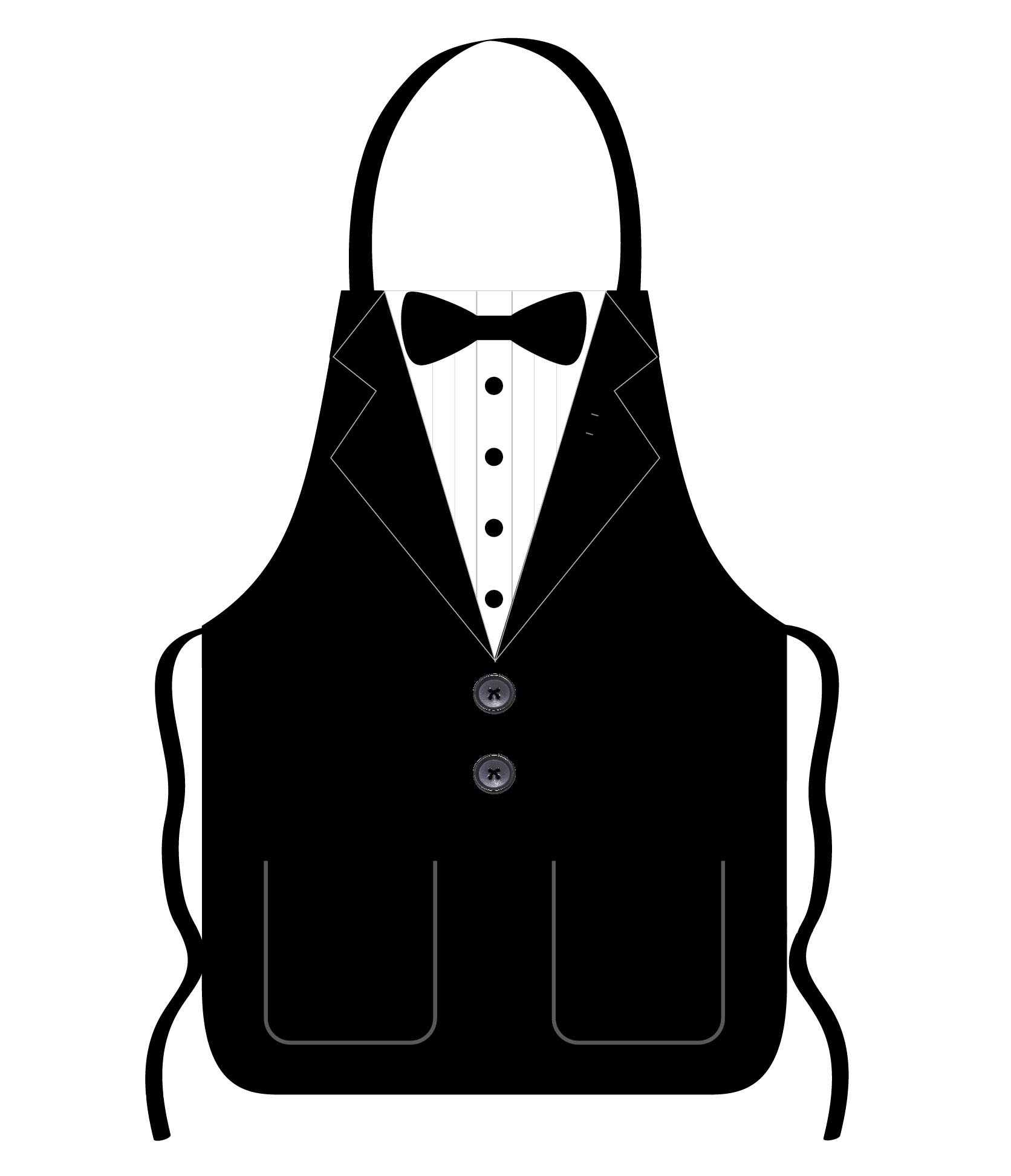 Iconikal Bib Apron With 2 Pockets For Men and Women, Tuxedo