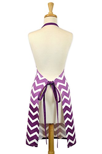 DII Chef Style Cotton Apron Adjustable Straps and Large Pocket, Eggplant Ombre