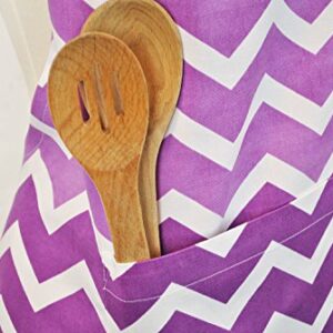 DII Chef Style Cotton Apron Adjustable Straps and Large Pocket, Eggplant Ombre