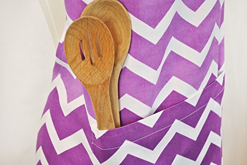 DII Chef Style Cotton Apron Adjustable Straps and Large Pocket, Eggplant Ombre