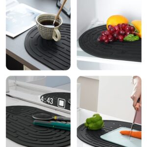 Dish Drying Mat-Silicone Drying Mats for Kitchen Counter-12"x18"Heat Resistant Mat Kitchen Gadgets Accessories-Bar Mat Coffee Mat Drying Pad for Countertop BLACK